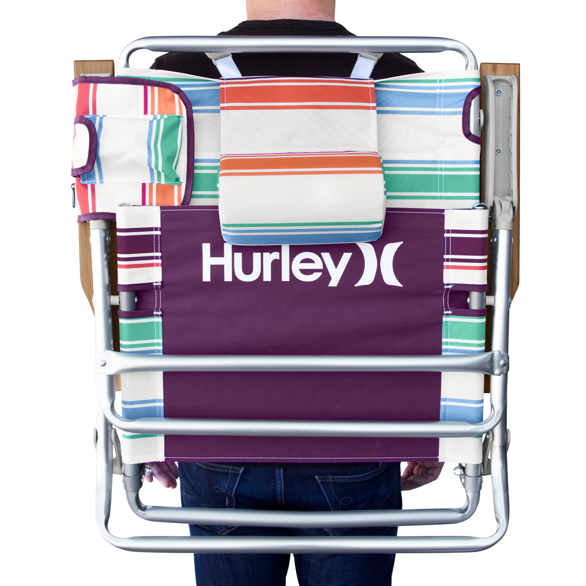 Hurley Deluxe Backpack Beach Chair, One Size, Multicolor