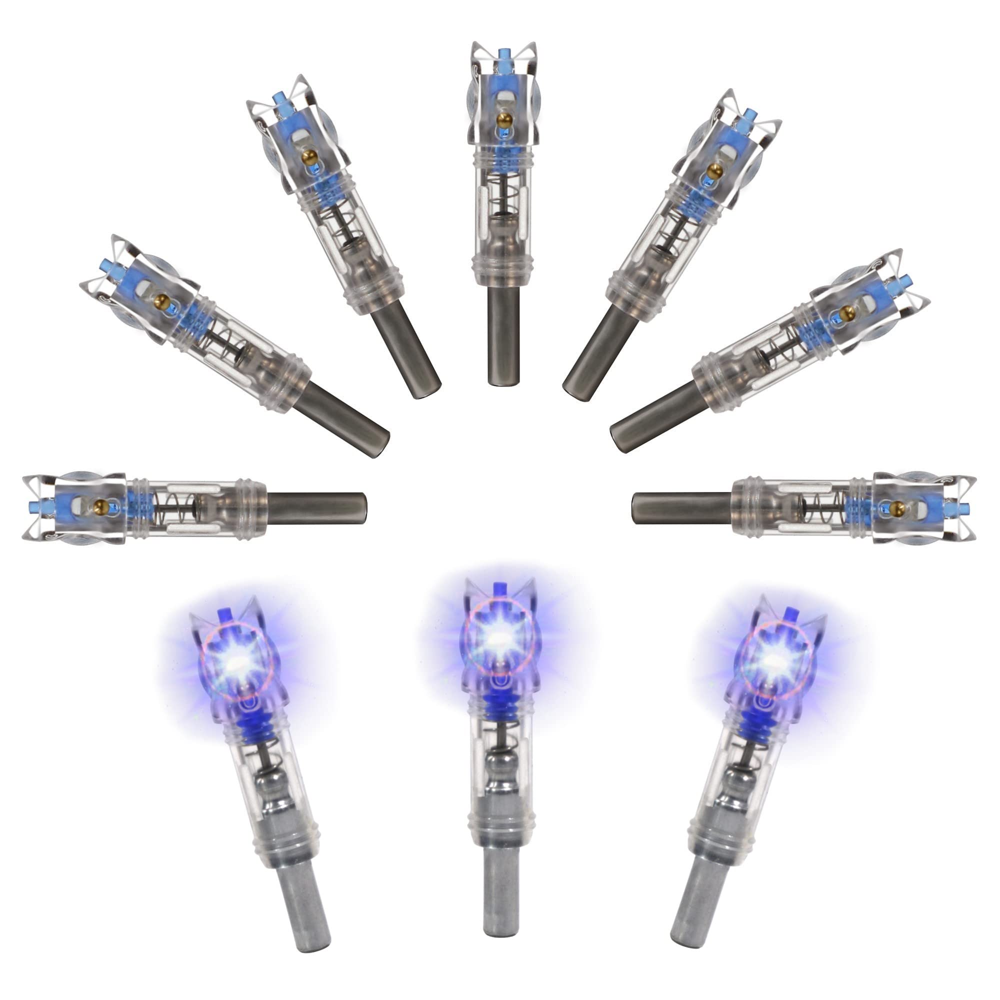 Hosolee 10PCS Lighted Nocks ID 7.62mm/.300inch Automatic Activated Crossbow Bolts Nocks for Archery Target Hunting (Solid Blue)