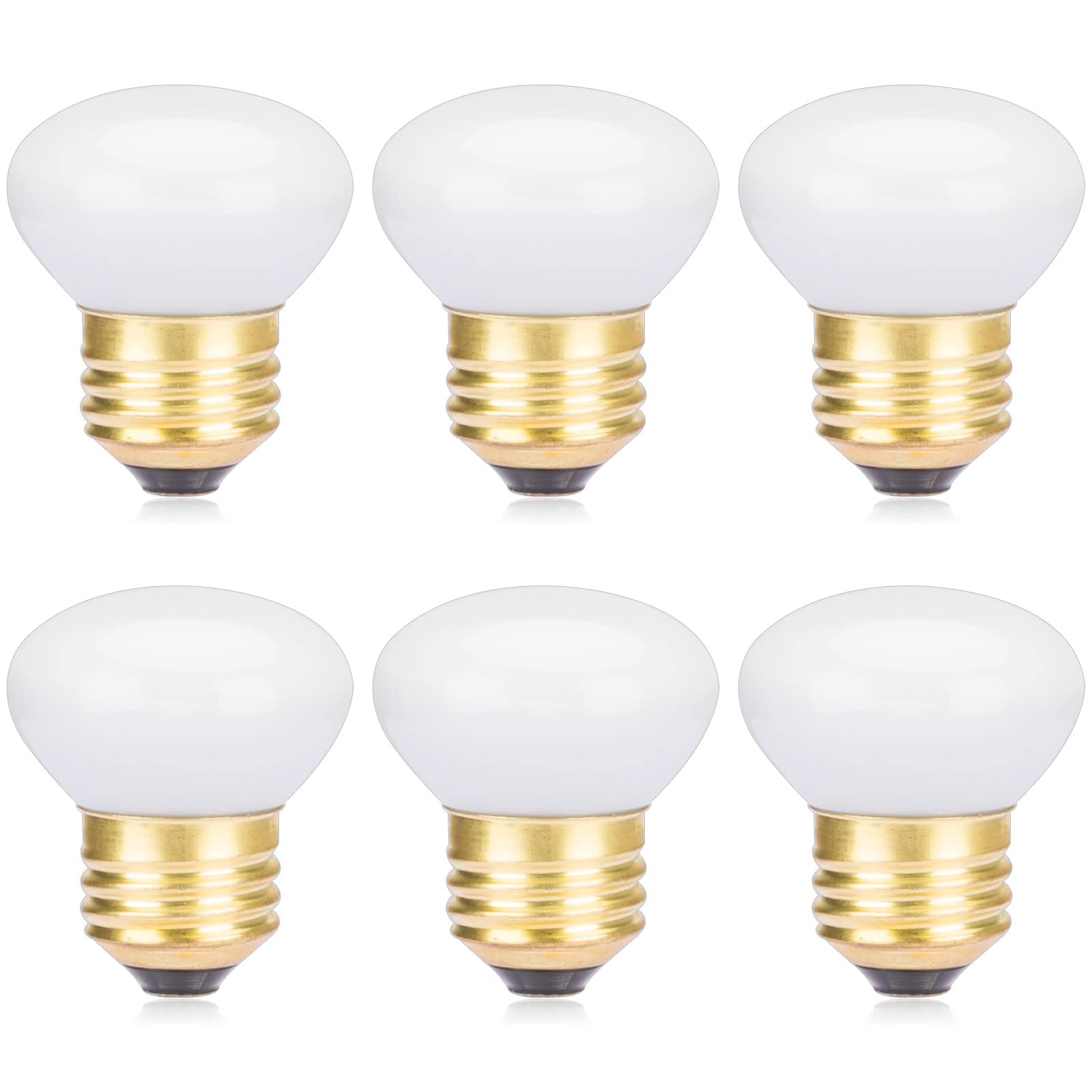 haraqi 6 Pack 25R14 Reflector Short Neck Incandescent Light Bulb, R14 25 Watt 120V Dimmable E26 Standard Medium Base Frosted Mini-Reflector Light Bulb,Showcase lamp