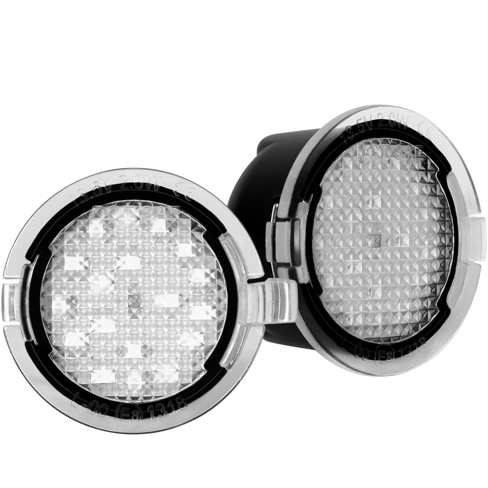 Haitzu 6000K Xenon Side Mirror Puddle Light LED Lamp Assembly Replacement for Ford Expedition Explorer Flex Fusion Taurus X Lincoln Navigator MKS MKT MKX MKZ Mark LT LS (2pcs)