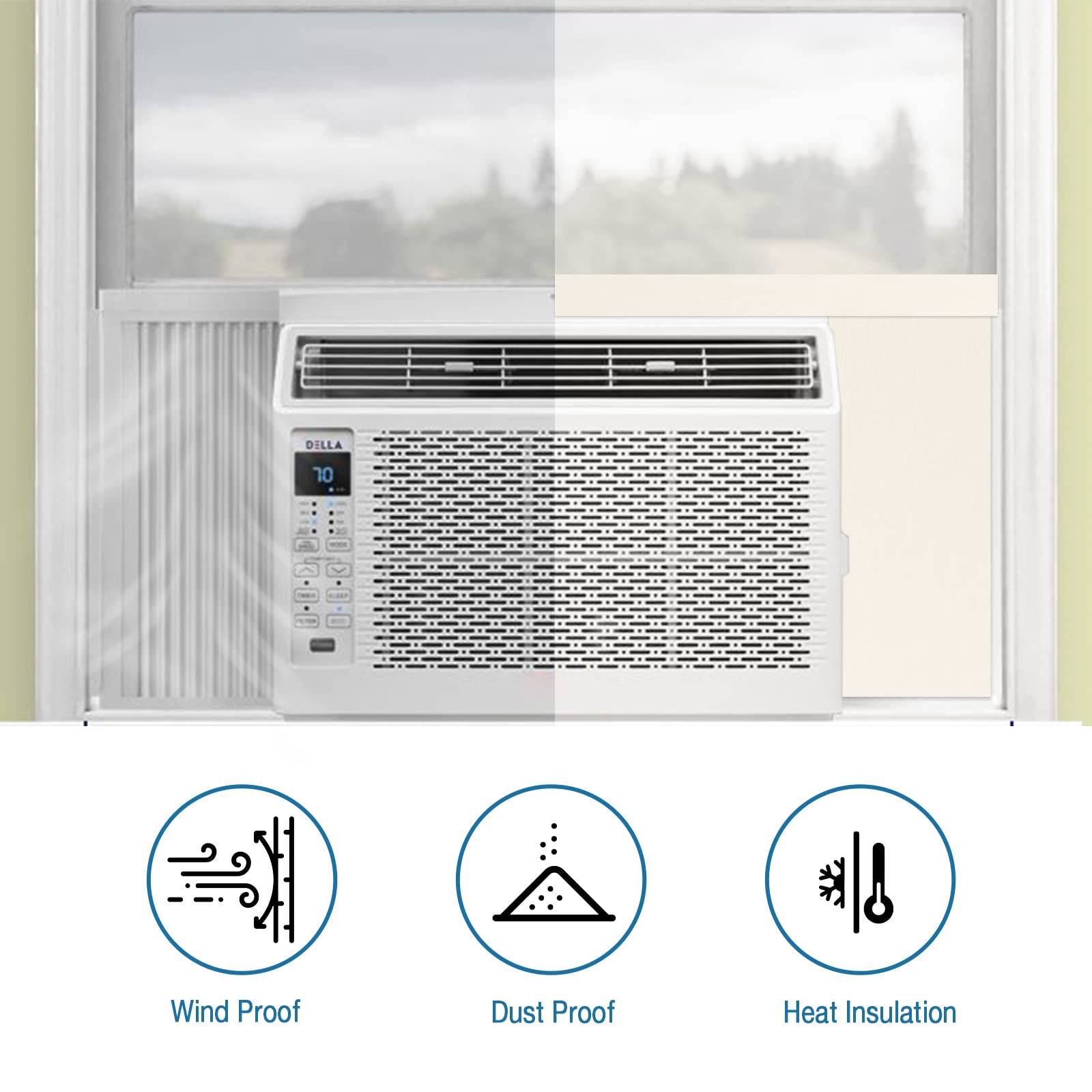 HOXHA AC Side Panels Kits, Air Conditioner Foam Insulation Window Kit 2 Pack, Air Conditioner Accessories Seal, 17 inch×9 inch ×7/8 inch,White