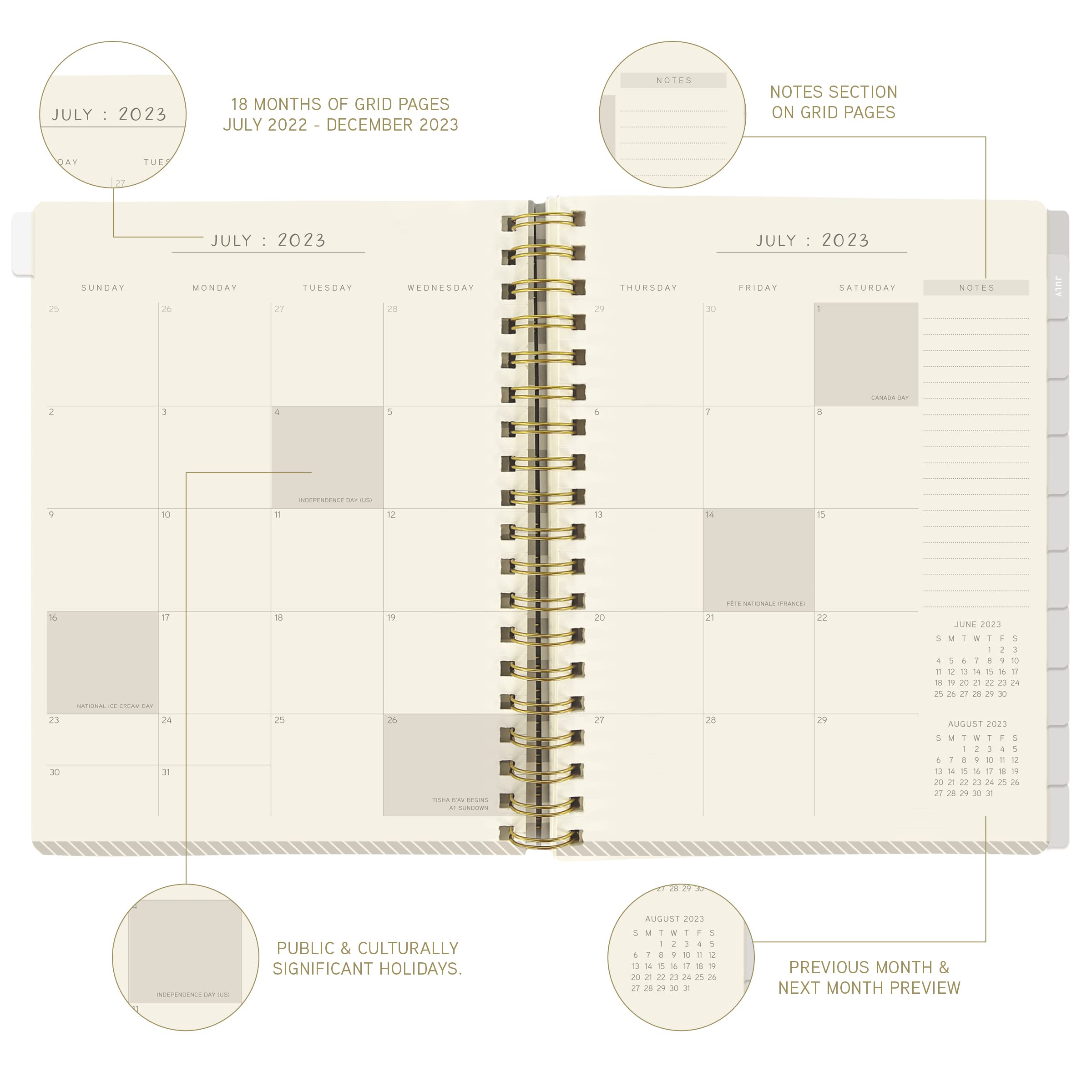 Graphique 2024 Spiral Frosted Cover Planner | 18 Month Organizer July 2023 - Dec. 2024 | Weekly & Monthly Spreads | To-Do & Note List | Reference Tabs | Reminder Stickers | Manifest | 8” x 10”