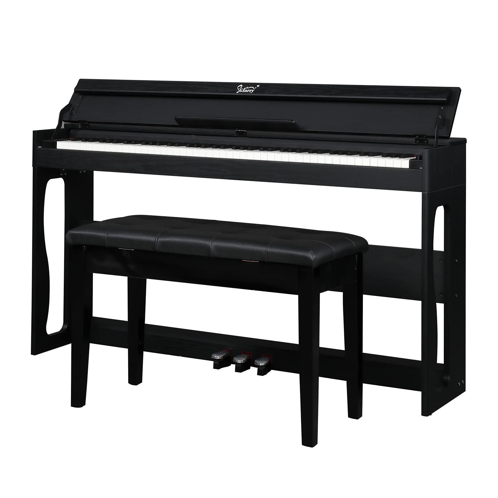 GLARRY 88 Key Home Digital Piano Set for Beginners, Electric Piano Keyboards MP3/USB/MIDI/Bluetooth Function w/Piano Bench, Music Stand, Headphone, Metal Pedals, Instruction (Black)