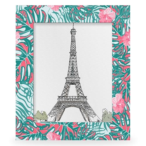 Gublec 4x6 Frame for Wall Decor Palm Leaves Red Wood Photo Frame with High-Clarity Plexiglas Picture Frames for Farmhouse Living Room Office Desk