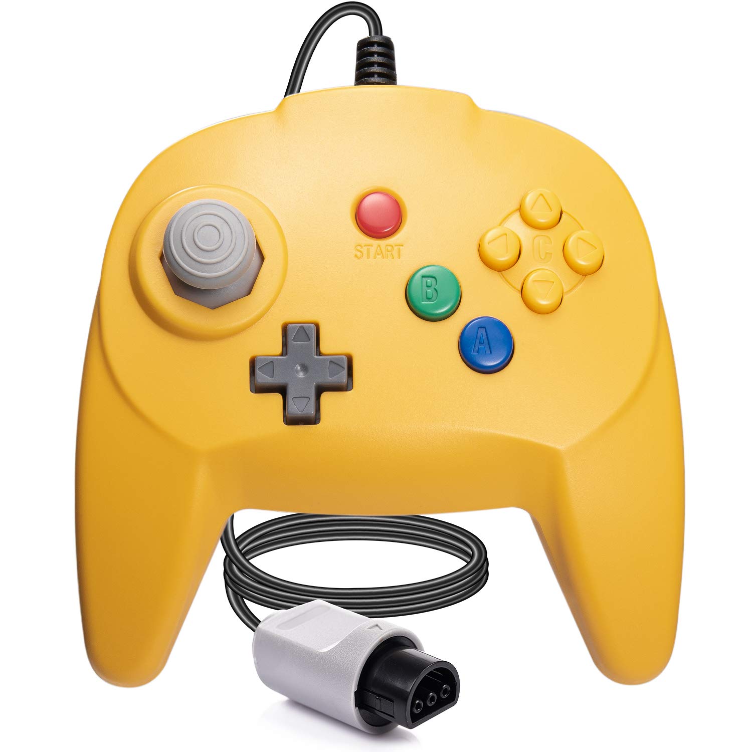 iNNEXT [New Version] 4 Pack for N64 Controller, Game pad Joystick for 64 - Plug & Play (Non PC USB Version) (Joystick from Japan) Black/Clear Blue/Clear Green/Yellow