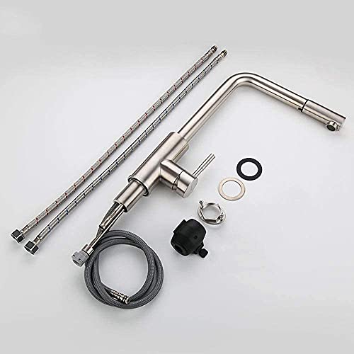 Kitchen taps with Pull Out Spray,Mixer tap hot and Cold 360°Swivel Single Lever,Stainless Steel Brushed,2 Functions,Kitchen Sink,Faucet