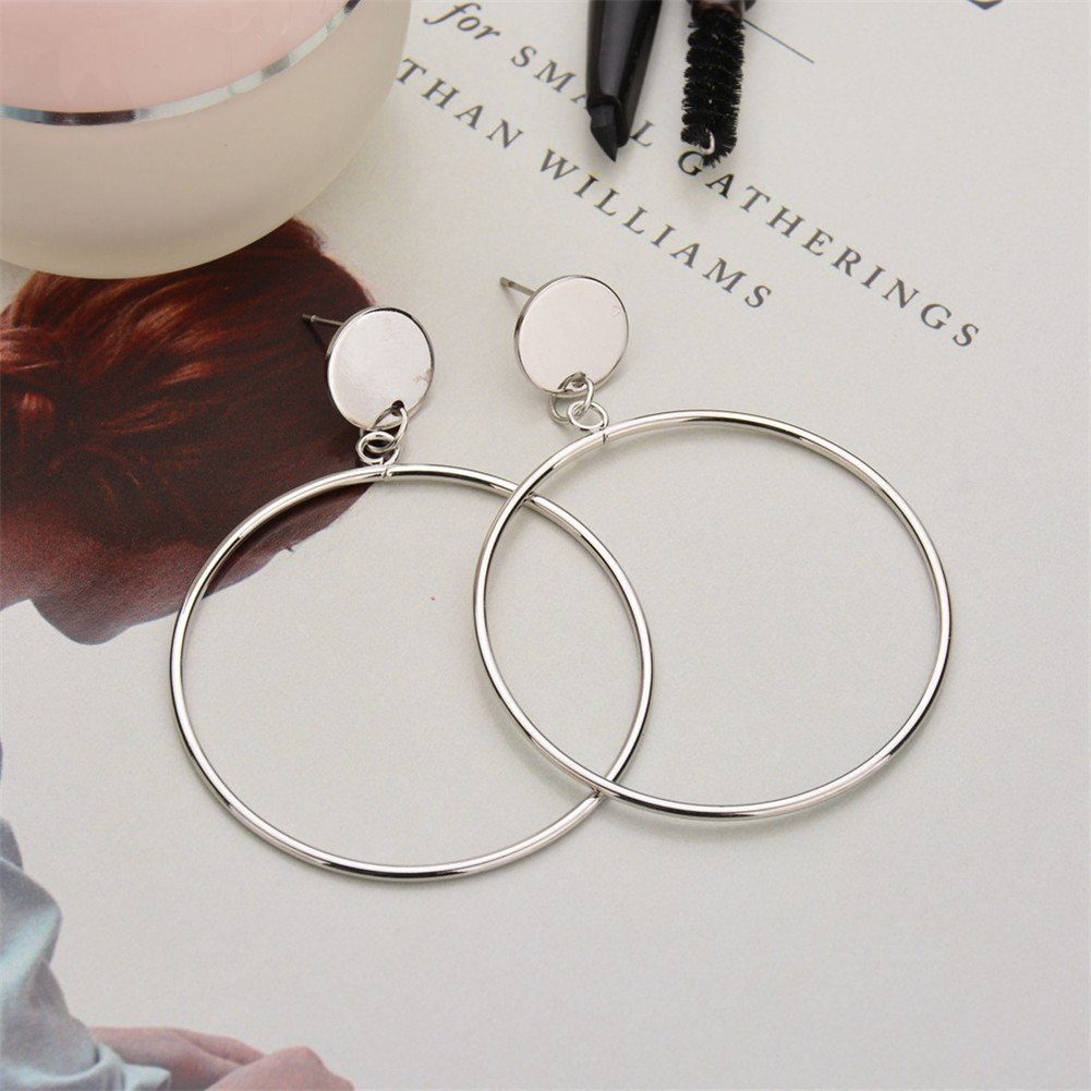 Geometric Double Circle Round Stud Earrings Women's Lucky Number 8 Shape Hollow Big Hoop Earrings