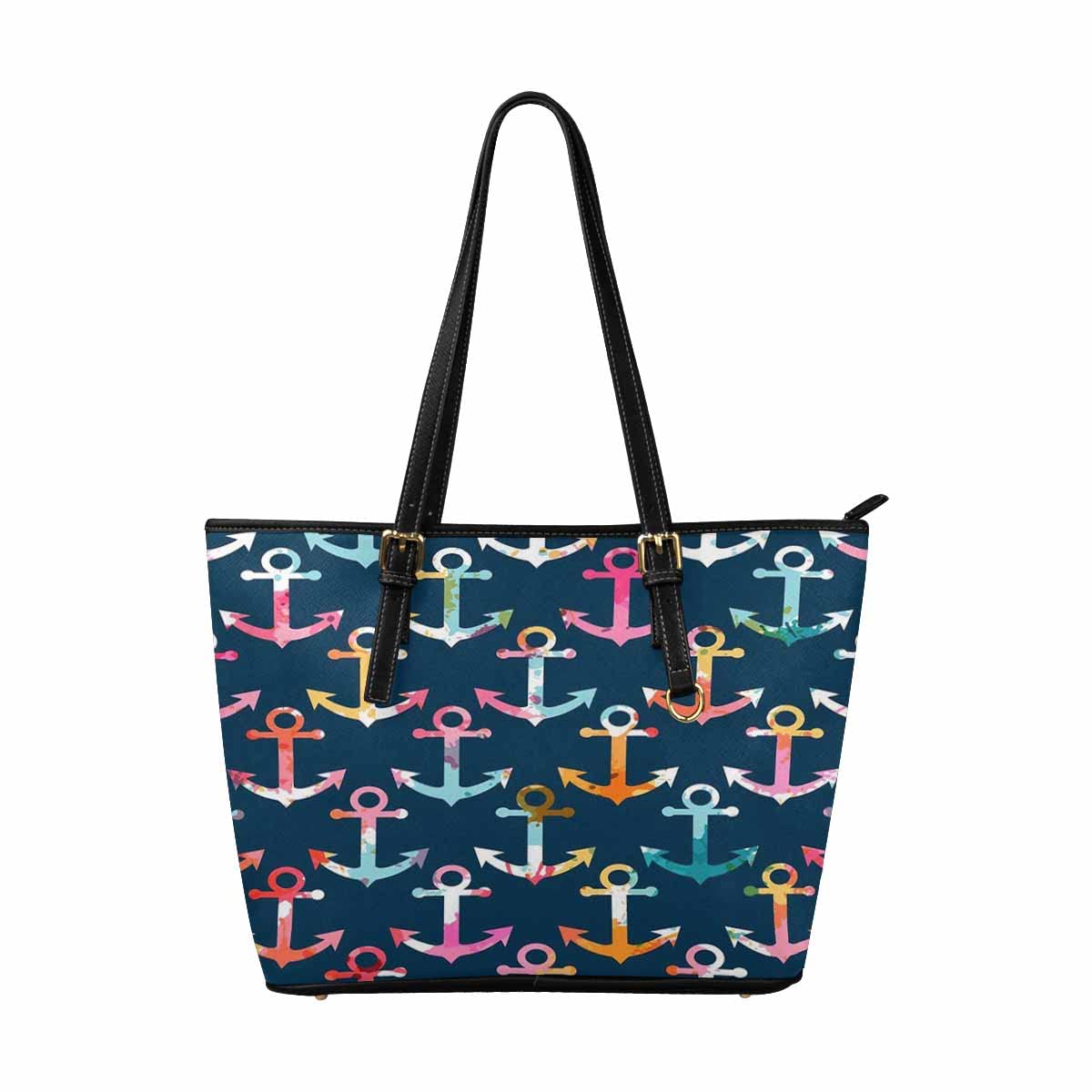 InterestPrint Pattern With Anchor Purses and Handbags for Women Leather Top Handle Shoulder Handbags with Zipper