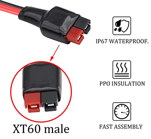 HCFeng 14AWG Double-Ended 45A an-der-Son Solar Charge Extension Cable 45A Battery Adapter Compatible with GZ/Yeti/G500 /Renogy/Boulder 200 Solar Panels Generator Power Inverter [3.3ft/1M]