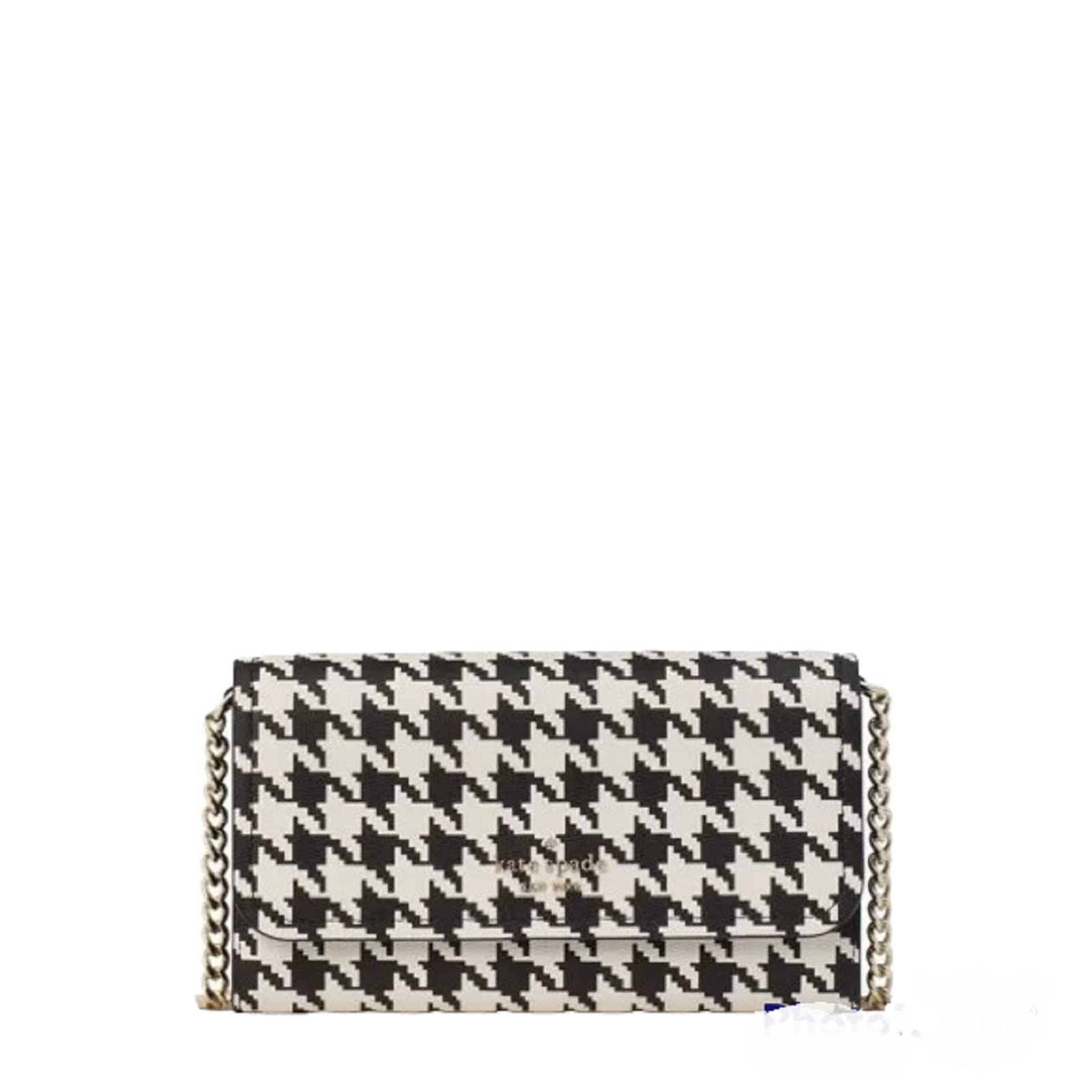 Kate Spade Darcy Chain Wallet Crossbody Houndstooth Print (Black White)