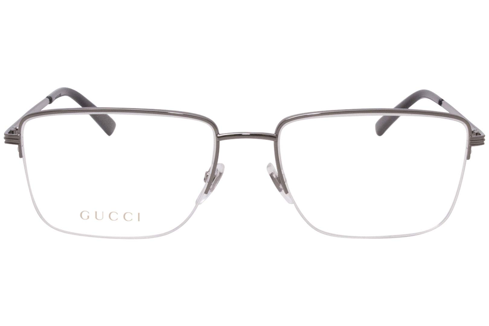 Gucci GG0834O 005 Eyeglasses Men's Ruthenium/Black Semi Rim Optical Frame 58mm (Silver, 58)
