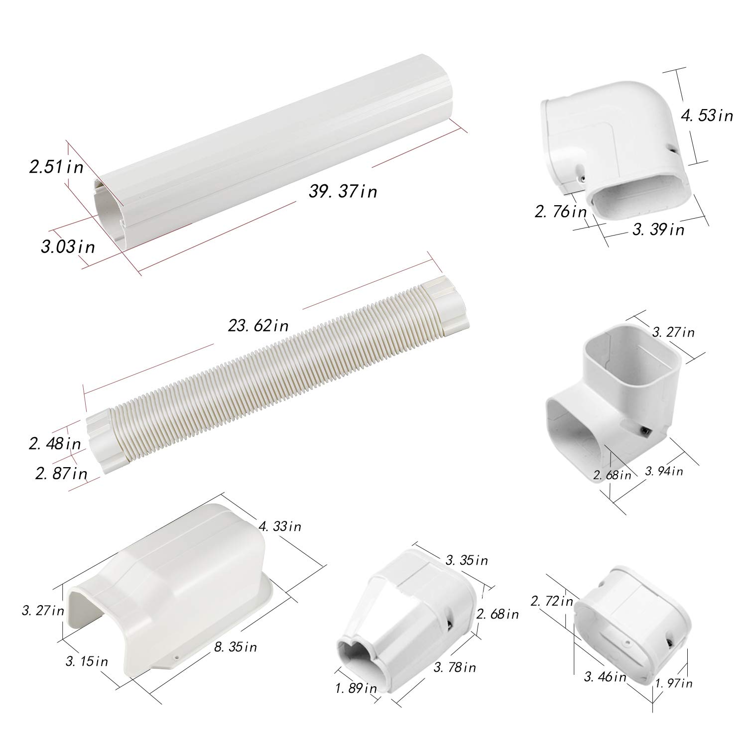 GUYAAC Mini Split Line Set Cover, Air Conditioner Decorative PVC Line Cover Kit, Suitable for Heat Pumps, 3-Inch W, 15Ft L