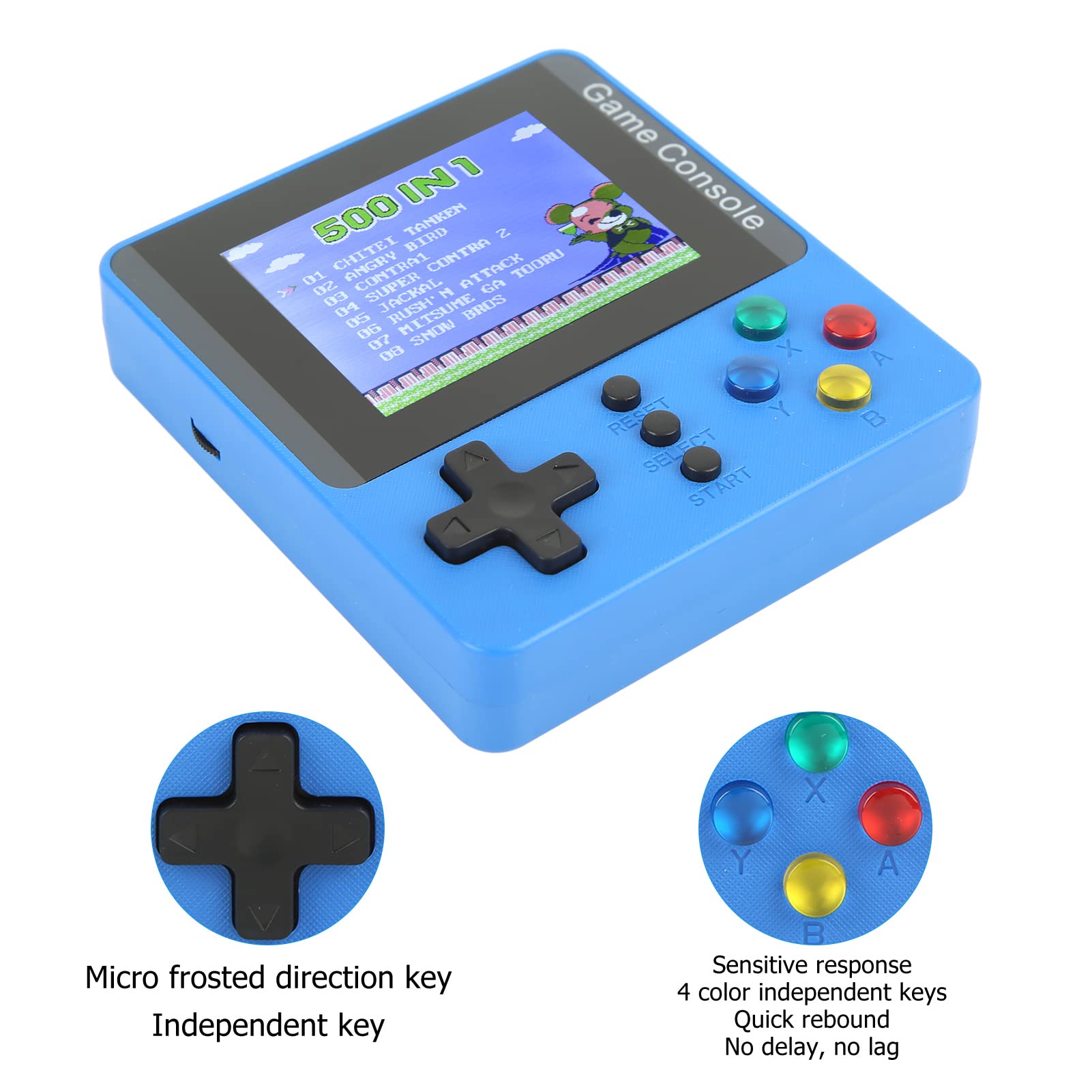 K5 Handheld Game Machines, Handheld Game Console 3.0 Inch Color Screen Mini Game Console Support TV Connection Blue Single Player