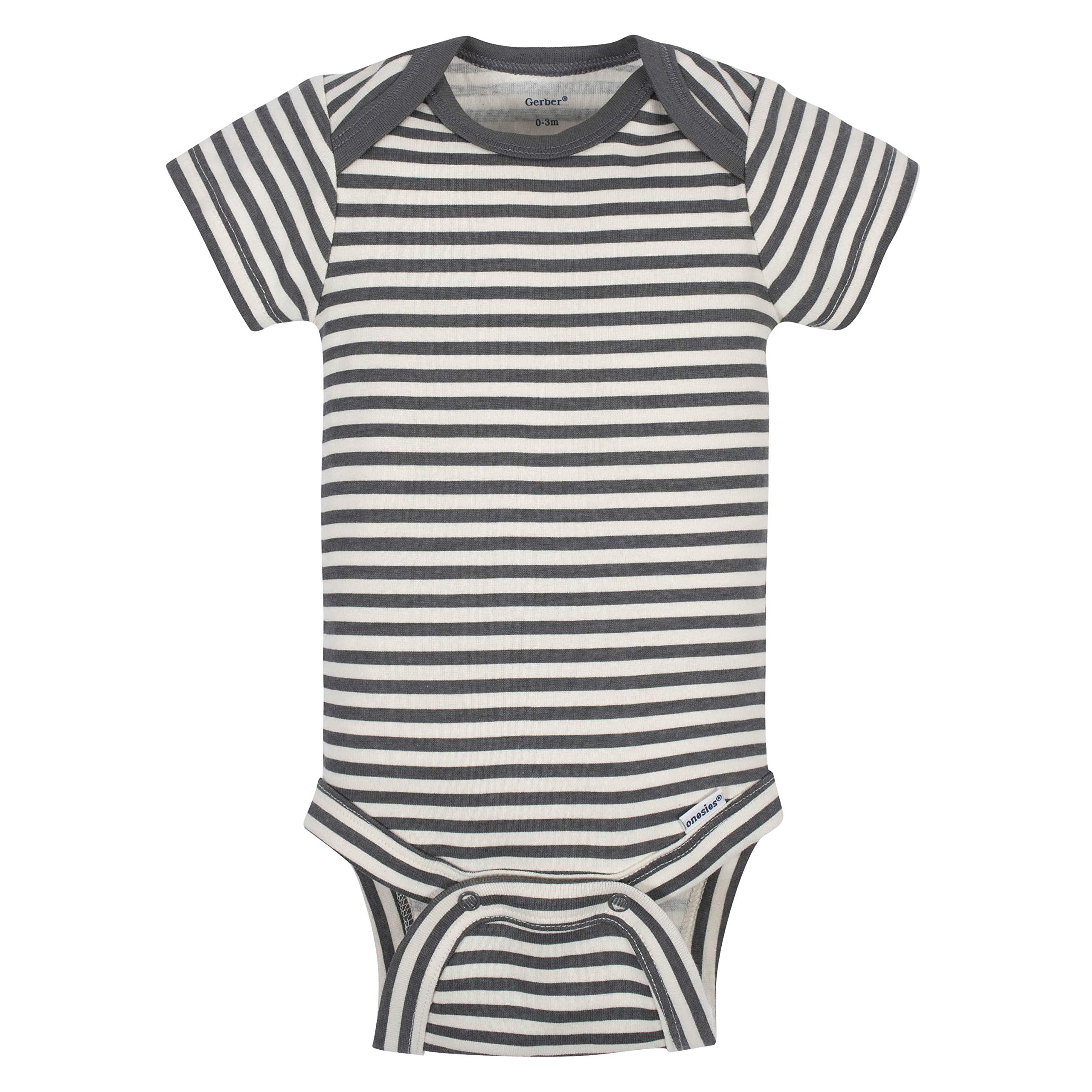 Gerber Baby Boys 5-Pack Short Sleeve Variety Onesies Bodysuits Grey/Ivory/Orange 0-3 Months