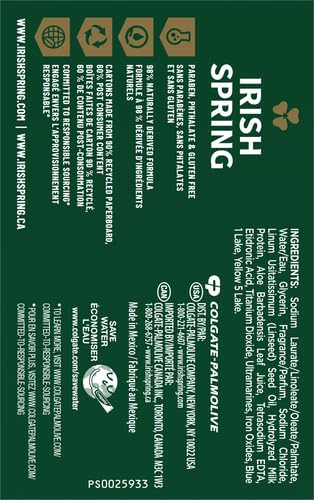 Irish Spring Aloe Bar Soap, (00035000141705), 3.7 Ounce (Pack of 8)