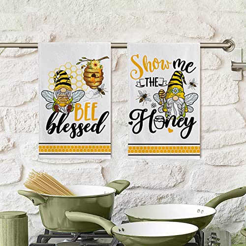 Hexagram Bee Kitchen Towels Set of 4, Bee Hand Towels for Kitchen Housewarming Farmhouse Kitchen Gifts, Bee Gifts for Women…
