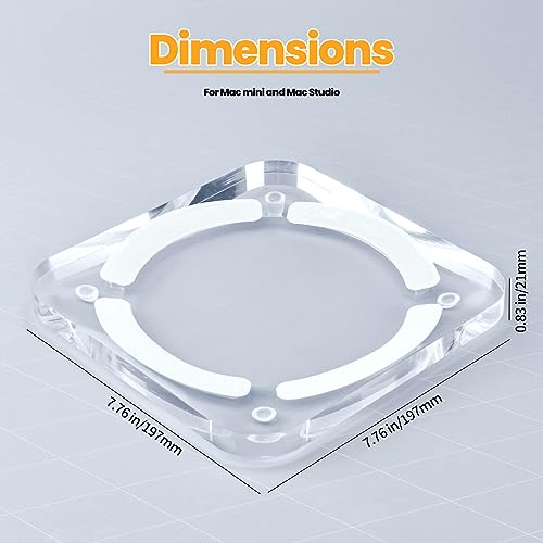 Hazevaiy Acrylic Desktop Stand for Mac Mini and Mac Studio Two-Sided PMMA Transparent Dustproof Laptop Holder Cooling Heat Disspation Mount for Mac Mini Accessories Display (Transparent)