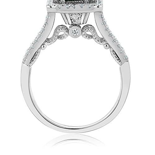 Gem Stone King 2.78 Cttw 925 Sterling Silver Swiss Blue Topaz Engagement Ring For Women | Gemstone Birthstone | Emerald Cut 9X7MM | Available In Size 5,6,7,8,9