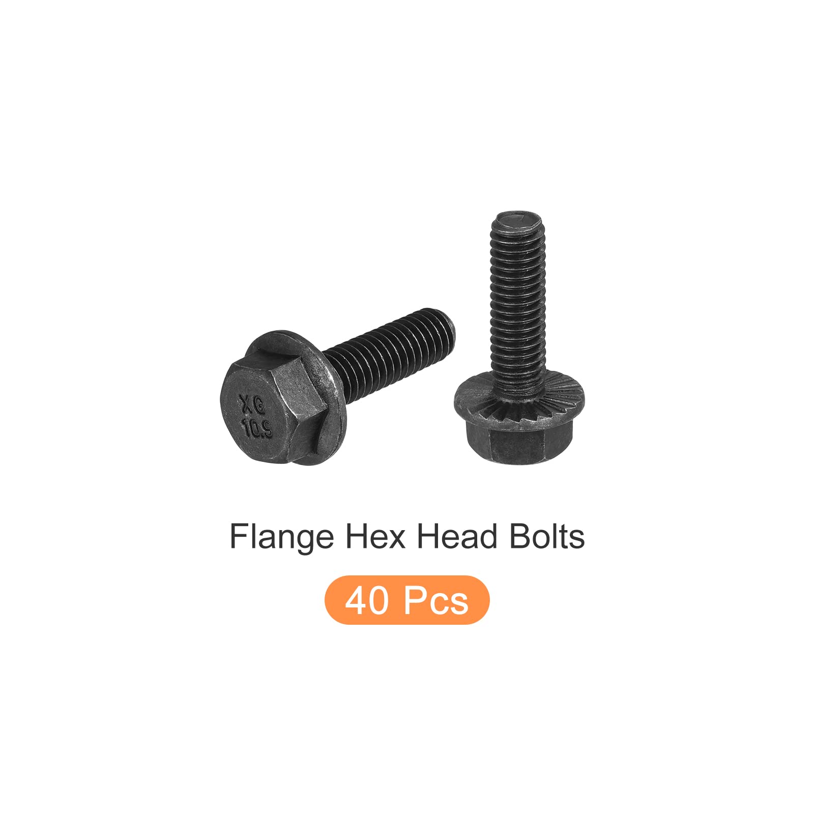 METALLIXITY Flanged Hex Head Bolts (M6x20mm) 20pcs, Hexagon Serrated Flange Bolt Fully Thread Screw - for House Construction Hardware Fasteners