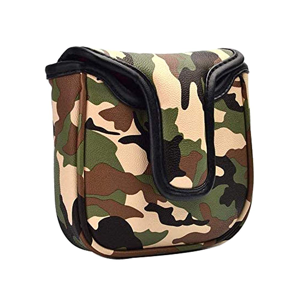 GOOACTION Camo Square Golf Club Heel Shafted Mallet Putter Cover Magnetic Closure Design Camouflage Green Creative Pattern Leather Putters Headcover