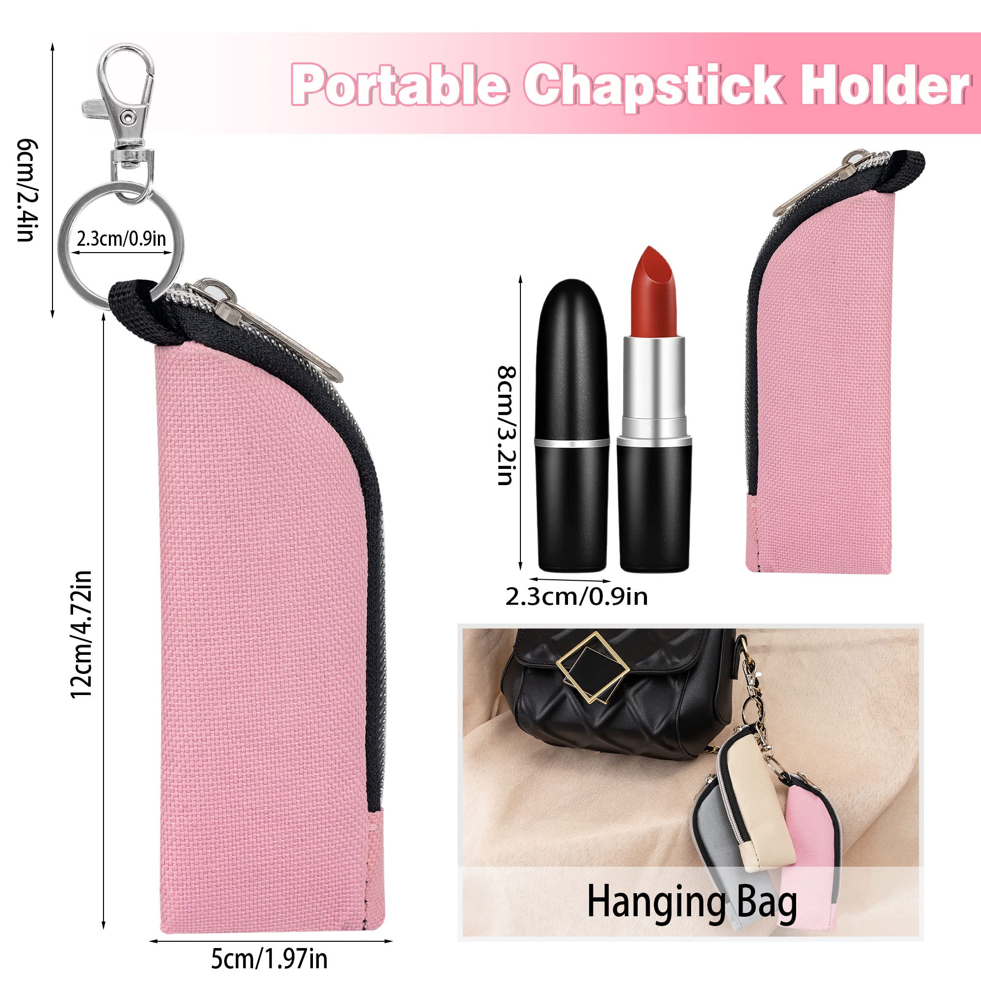 GOCOHHI Chapstick Holder, 6 Pcs Lip Balm Sleeve Pouch, Portable Lipstick Holder Bag, Clip-on Makeup Travel Accessories, Great Gift for Women