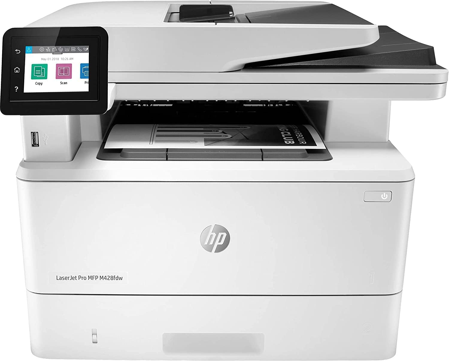 HP Laserjet Pro MFP M428fdw Wireless Monochrome All-in-One Laser Printer for Home Business Office, White - Print Scan Copy Fax - 40 ppm, 1200 x 1200 dpi, 50-Sheet ADF, Auto Duplex Printing, Ethernet