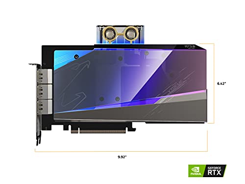 GIGABYTE AORUS GeForce RTX 3080 Xtreme WATERFORCE WB 10G (REV 2.0) Graphics Card, Water Block Cooling System, LHR, 10GB 320-bit GDDR6X, GV-N3080AORUSX WB-10GD REV2.0 Video Card