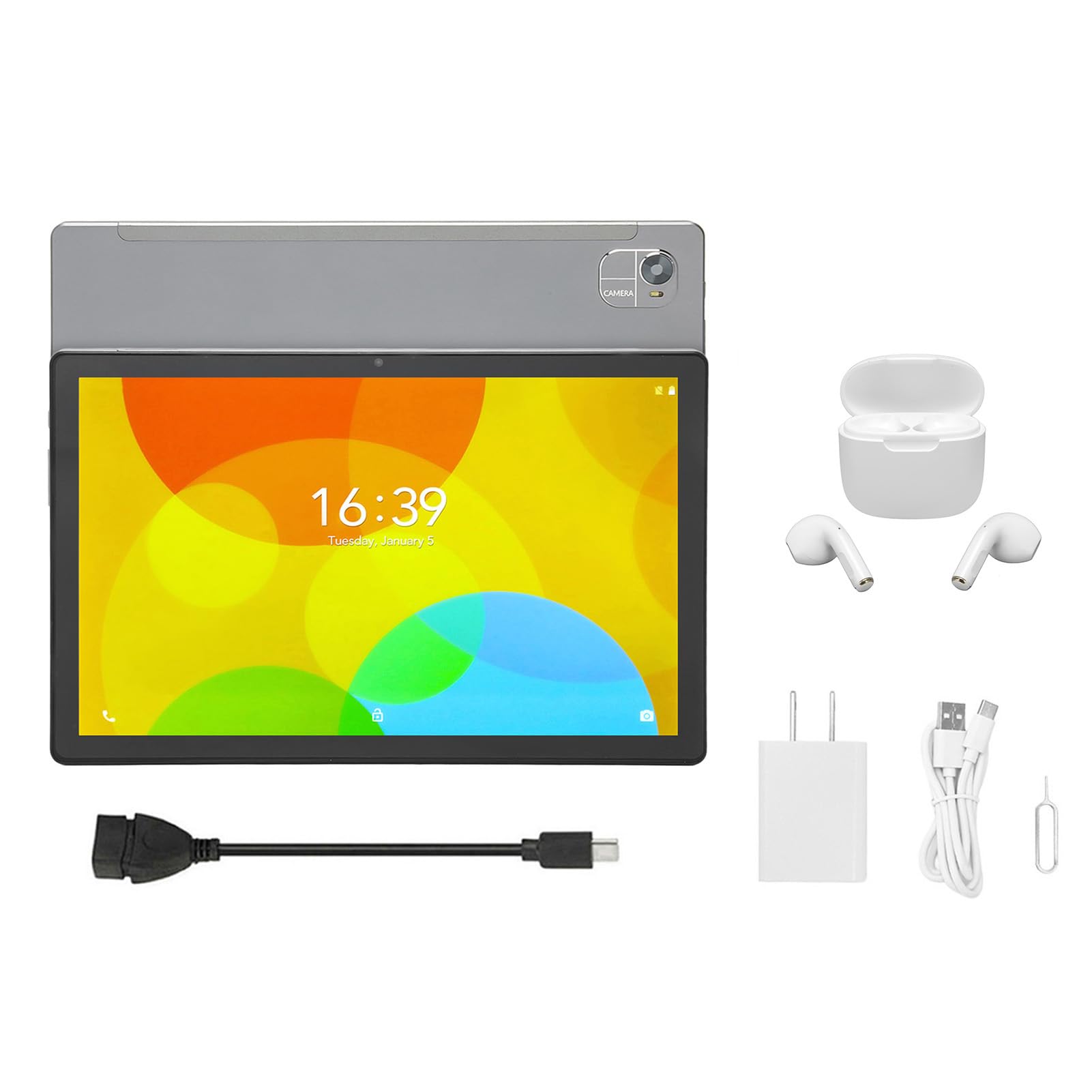 Haofy Business Tablet, 12GB 256GB Memory Dual Card Slots HD Tablet 4G LTE 5G WiFi 10.1 Inch with Earbuds for Travel (US Plug)