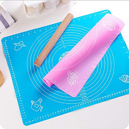 Hostk 3Pcs Silicone Baking Mat, Non Stick Pastry Mat with Measurements, Reusable Food Grade Silicone Counter Mat for Dough Rolling Mat, Baking Sheet, Macarons, Bread(11.4''*10.2'' ,19.7''*15.7'')