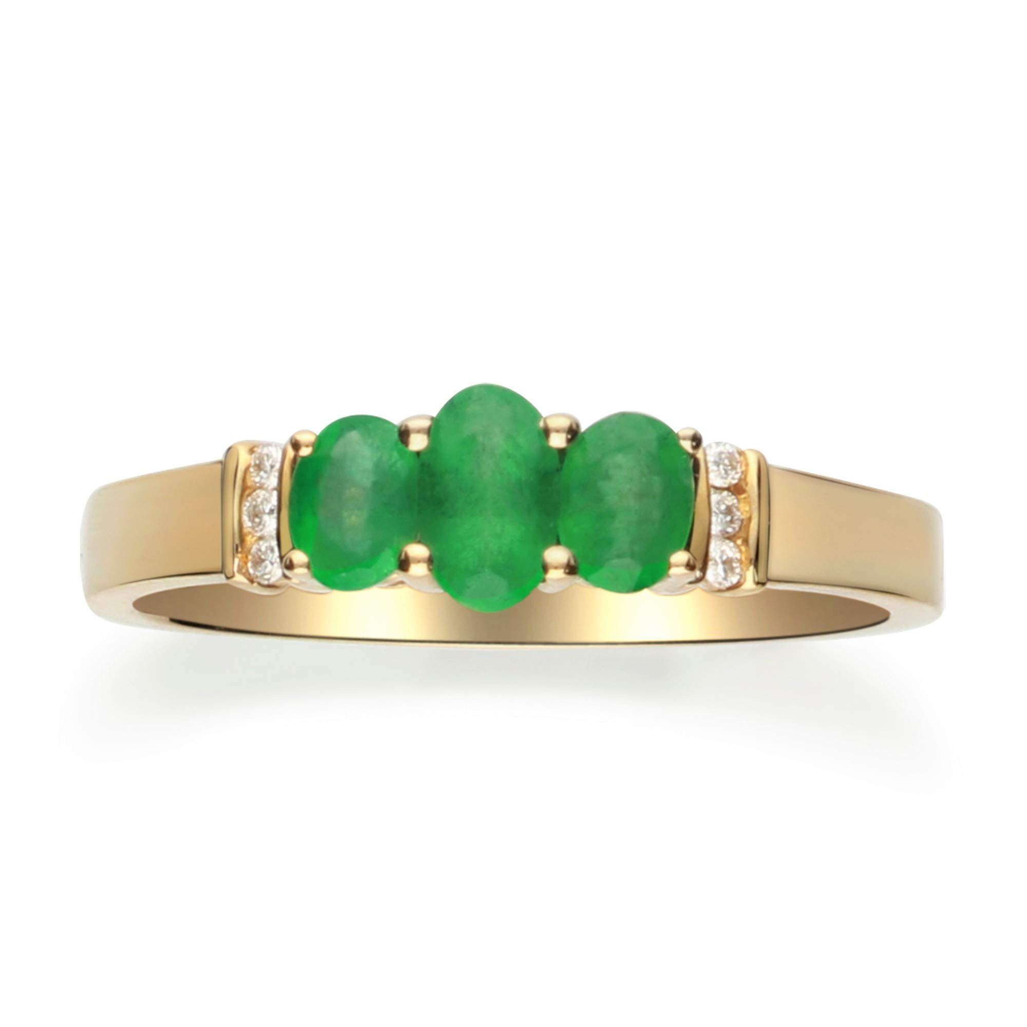 Gin & Grace 14K Yellow Gold Natural Emerald Diamond (I1,I2) Propose Promise Ring for Women