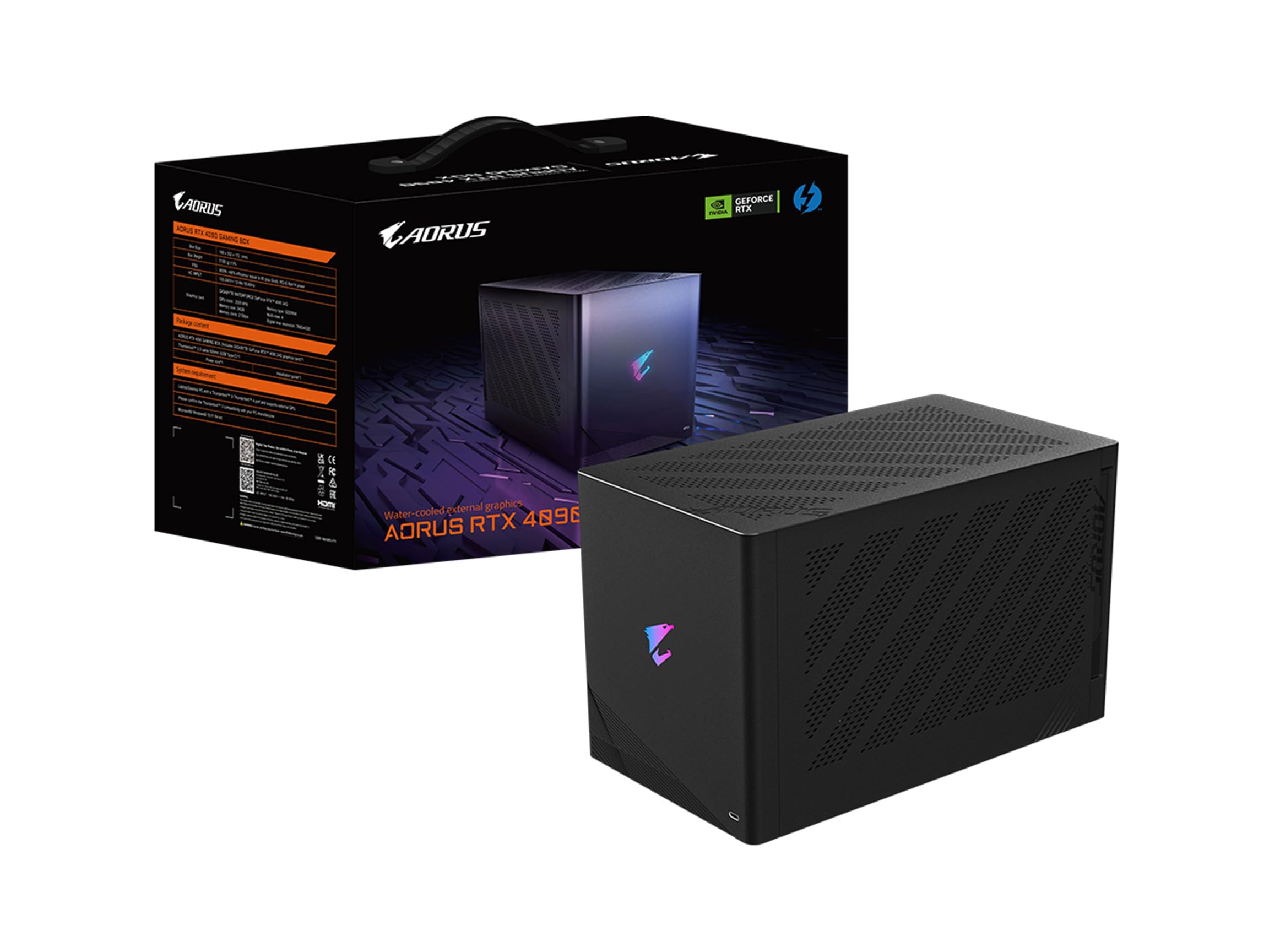 GIGABYTE AORUS RTX 4090 Gaming Box eGPU, WATERFORCE All-in-One Cooling System, Thunderbolt 3, GV-N4090IXEB-24GD External Graphics Card
