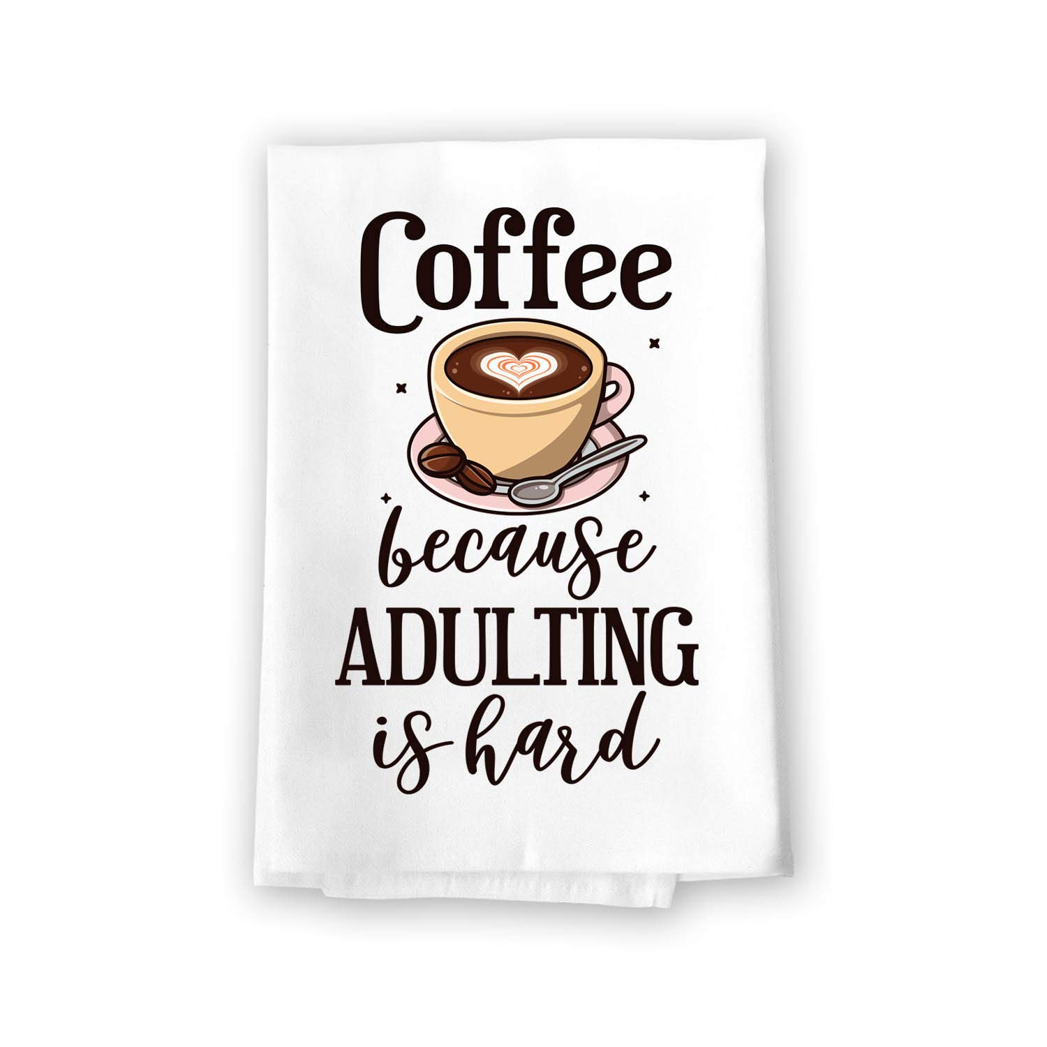 Honey Dew Gifts Funny Kitchen Towels, Coffee Because Adulting is Hard, 100% Cotton, Highly Absorbent Hand and Dish Multi-Purpose Towel