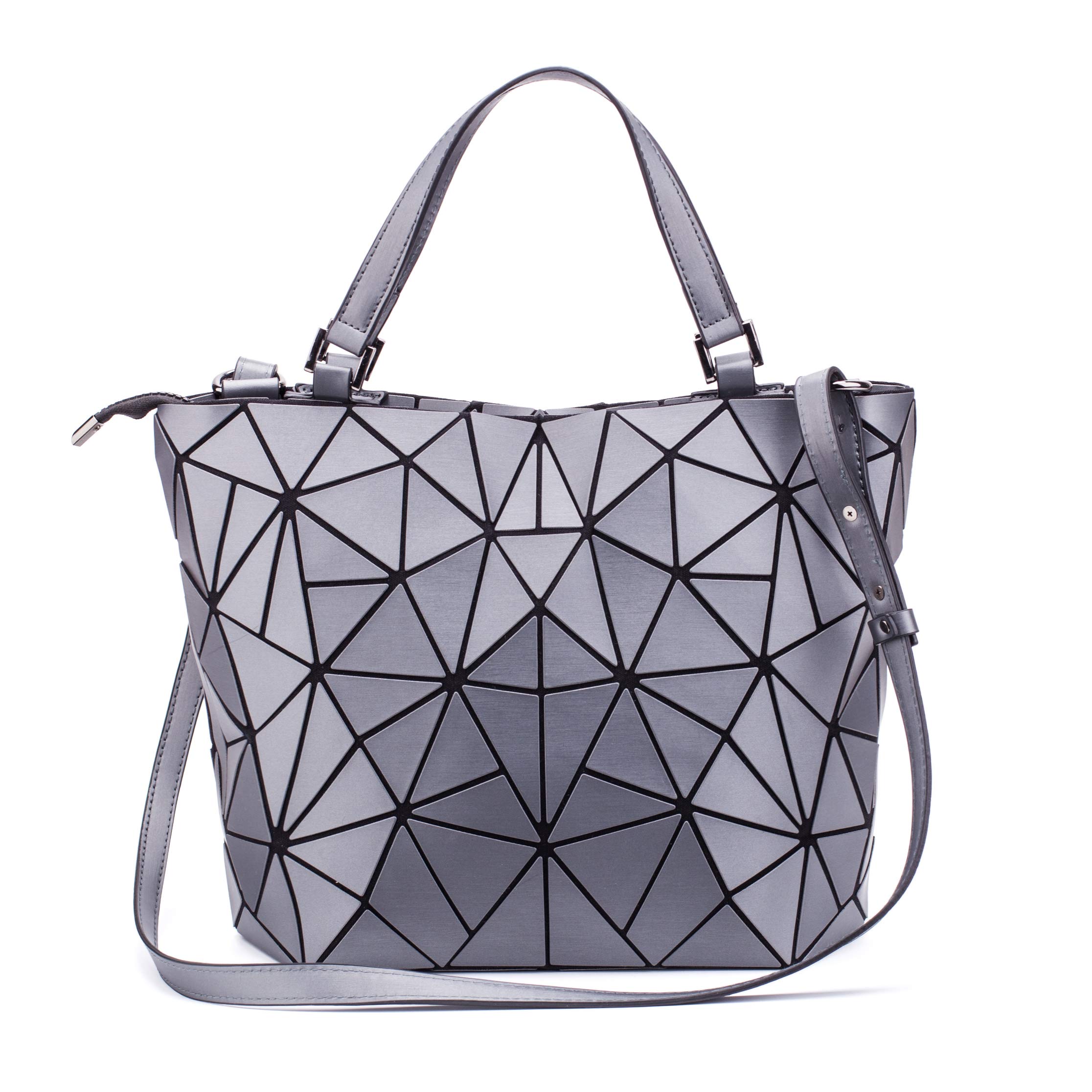 Geometric Luminous Purses and Handbags Holographic Reflective Crossbody Bag Wallet Flash Rainbow Tote Grey