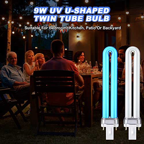 Kittmip Bug Zapper Replacement Bulb Compatible with 21050 9W UV Bulb Compatible with Models DT3009 DT3019 DT3039 Single U Shaped Twin Tube Ultraviolet Mosquito Killer Lamp Bulb (2 Packs)