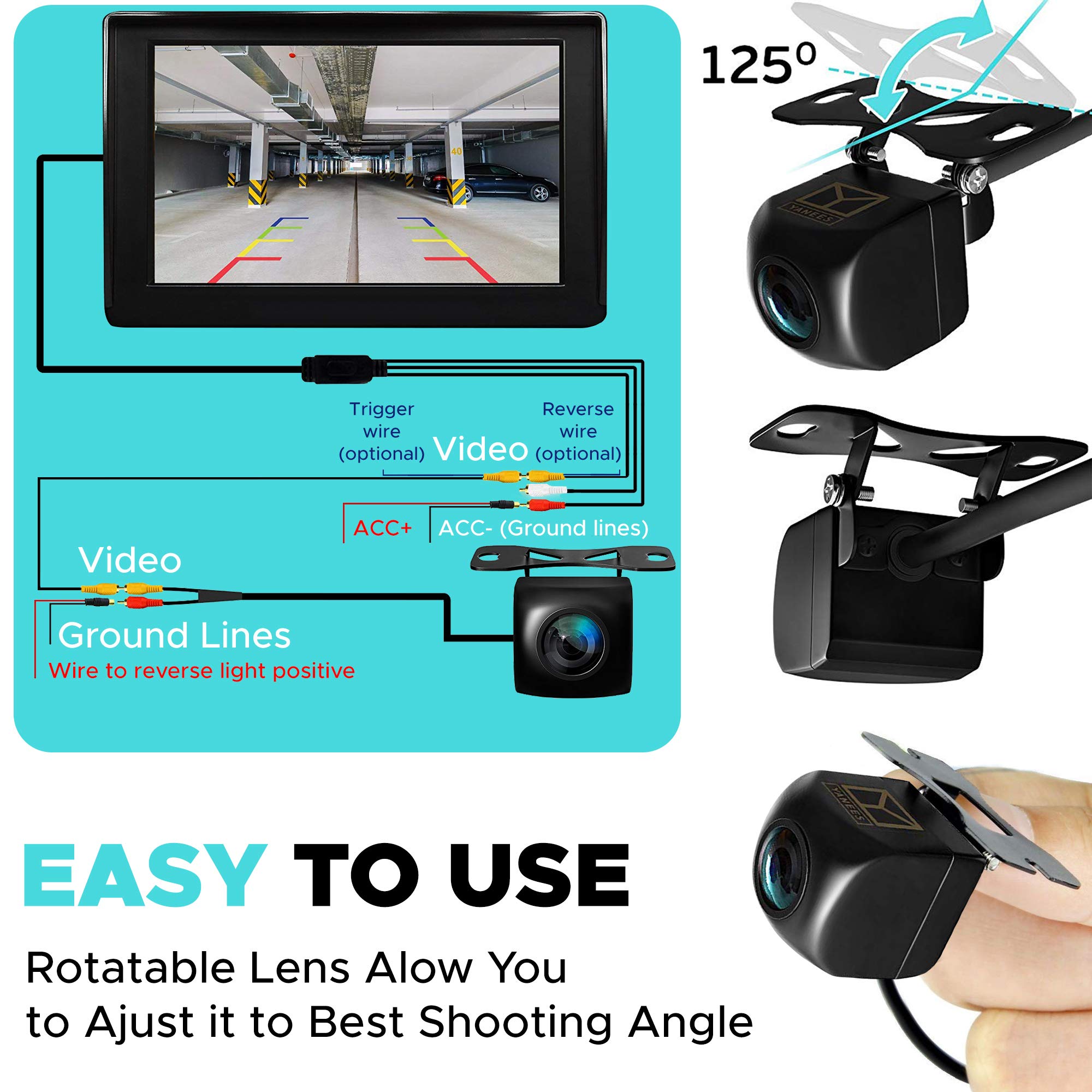 HD Backup Camera Night Vision - Reverse Camera for Car - Waterproof Universal OEM Auto Back Up Car Rear View Camera for Pickup Trucks SUVs RVs Vans - Super Wide Angel 149 Degrees - High Definition