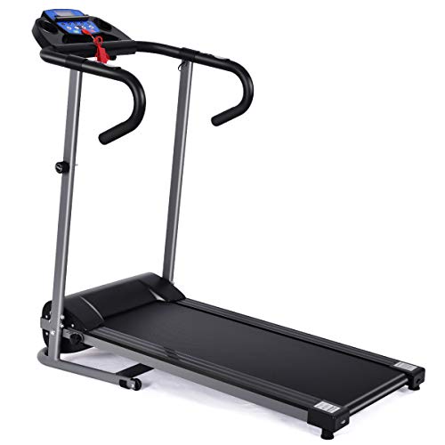 GYMAX Folding Treadmill, Electric Motorized Running Jogging Machine with LCD Monitor & Device Holder, Easy Assembly Heavy Duty Walking Treadmill for Home