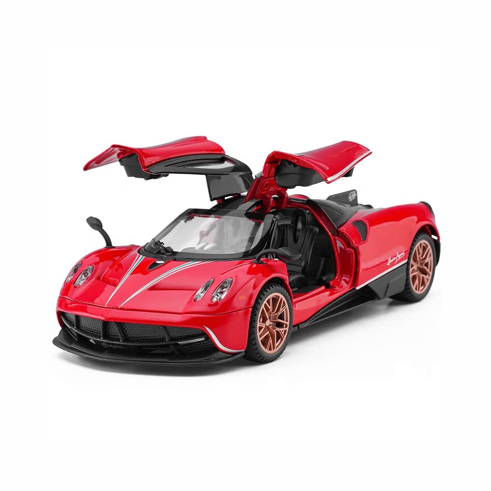 iPariser Alloy Collectible Red Pagani Huayra Dinastia Toy Vehicle Pull Back Die-Cast Car Model with Lights and Sounds
