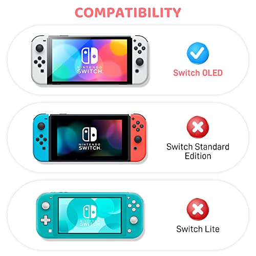 Glitter Case for Nintendo Switch OLED, FANPL Cute Protective Cover Compatible with Switch OLED, Crystal PC Shell Accessories for Girls with 4 Thumb Caps and Screen Protector - Sparkle Pink Sakura