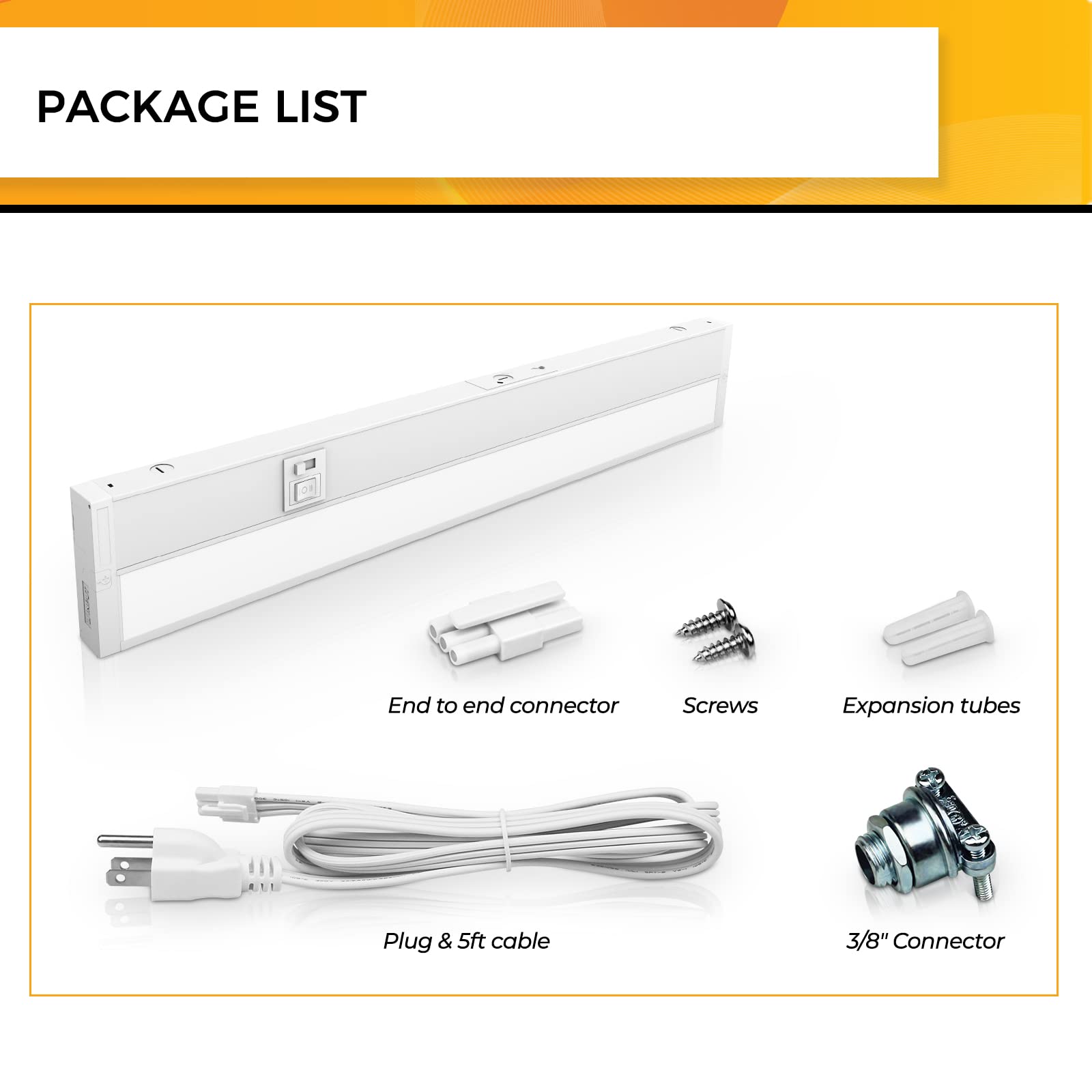 Hizashi 14Inch Under Cabinet Lights Hardwired or Plug in, 5CCT Color Selectable-2700K/3000K/3500K/4000K/5000K, 9W 650lm Dimmable Under Cabinet Lighting, CRI>90, Linkable, ETL & Energy Star