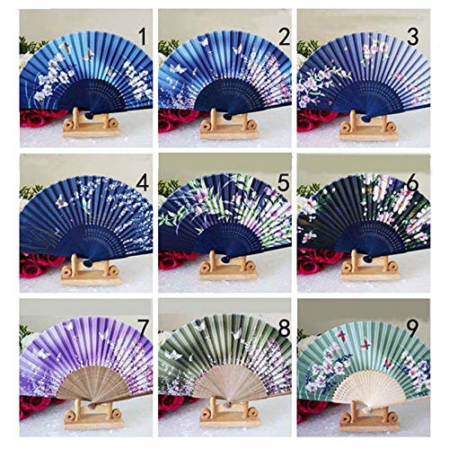 Hand Fans Folding fan Pattern Folding Dance Wedding Party Lace Silk Folding Hand Held Flower Fan Hand Fan Cool Bamboo Flower Personalized Chinese Fans (Color : B)