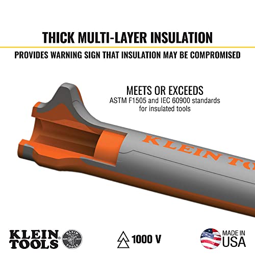 Klein Tools 11055RINS 1000V Insulated Klein Kurve Wire Stripper/Cutter Cuts and Strips 10-18 Solid and 12-20 Stranded AWG Wire
