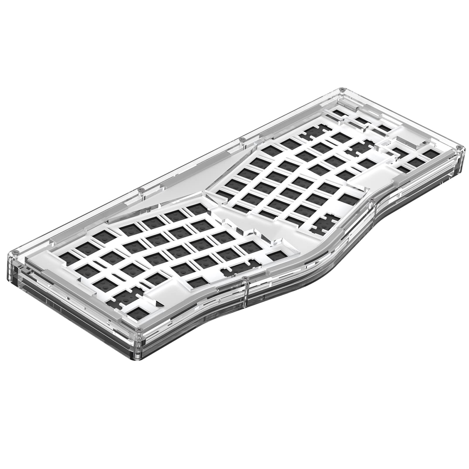Hyekit Custom Gaming Keyboard - Alice Layout 66 Keys - Support QMK/Via - Gasket Structure - USB C Wired Mechanical Keyboard Kit - RGB Hot Swappable Switches & Keycaps - Acrylic Shell - Transparent