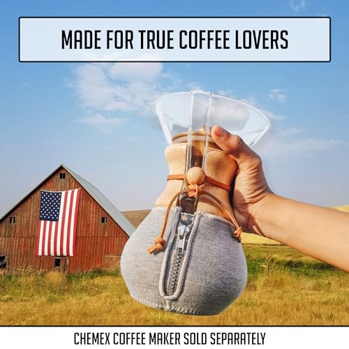 HEXNUB β 8 Cup Cozy and Lid for Chemex Collar and Handle Pour Over Glass Coffeemaker Carafes β Insulated Sleeve Keeps Coffee Warmer or Colder
