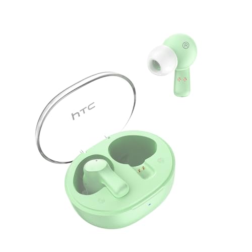 HTC True Wireless Earbuds 1 Bluetooth 5.1 Stereo Earphones, in Ear Headphone with Transparent Charging Case, 32-Hour Playtime/Built-in Microphone/Touch Control for Calling -Crystal Black