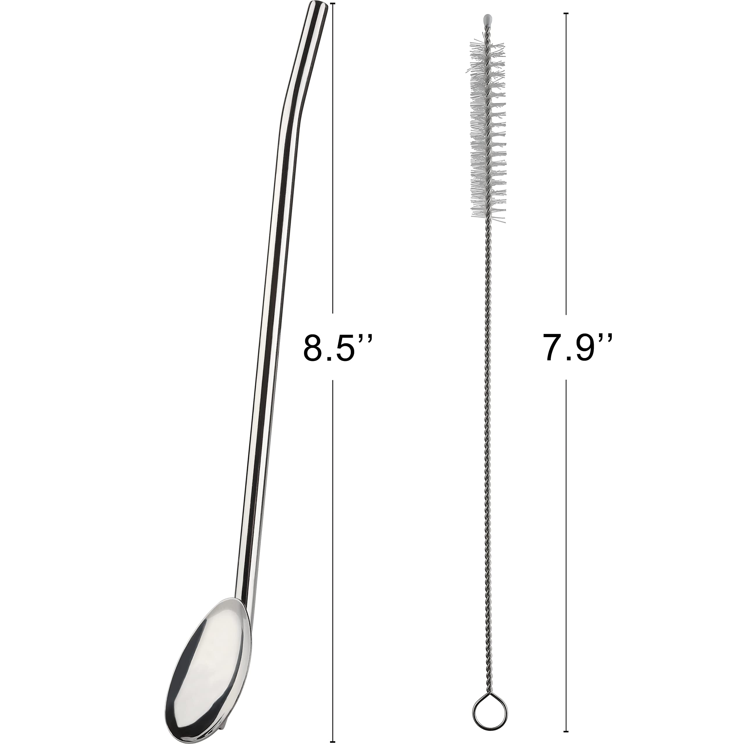 Ice Tea Spoons Long Stainless Steel Spoon Straw Bar Spoons Handle with Straw for Mixing Stirring Drinking (S-6)