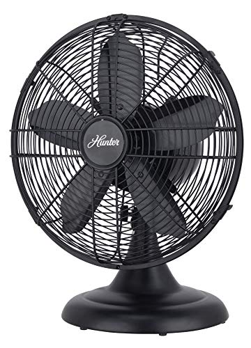 Good Housekeeping All-Metal 12” Retro Table Fan in Matte Black