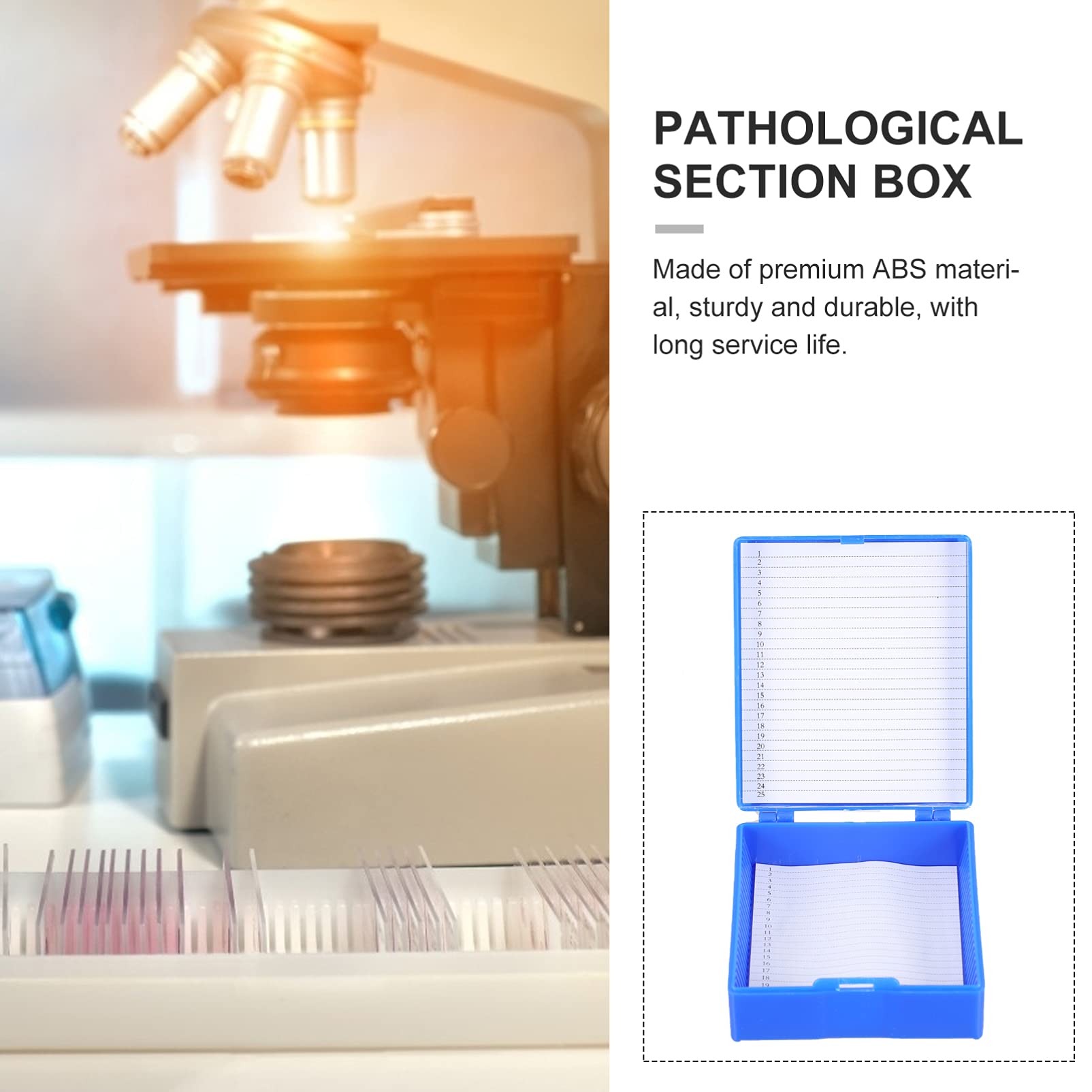 iplusmile 6pcs Microscope Slide Box 25 Slots Microscope Slide Storage Box Slide Holder Container for Basic Biological Science Education and Student Homeschool Use, Random Color