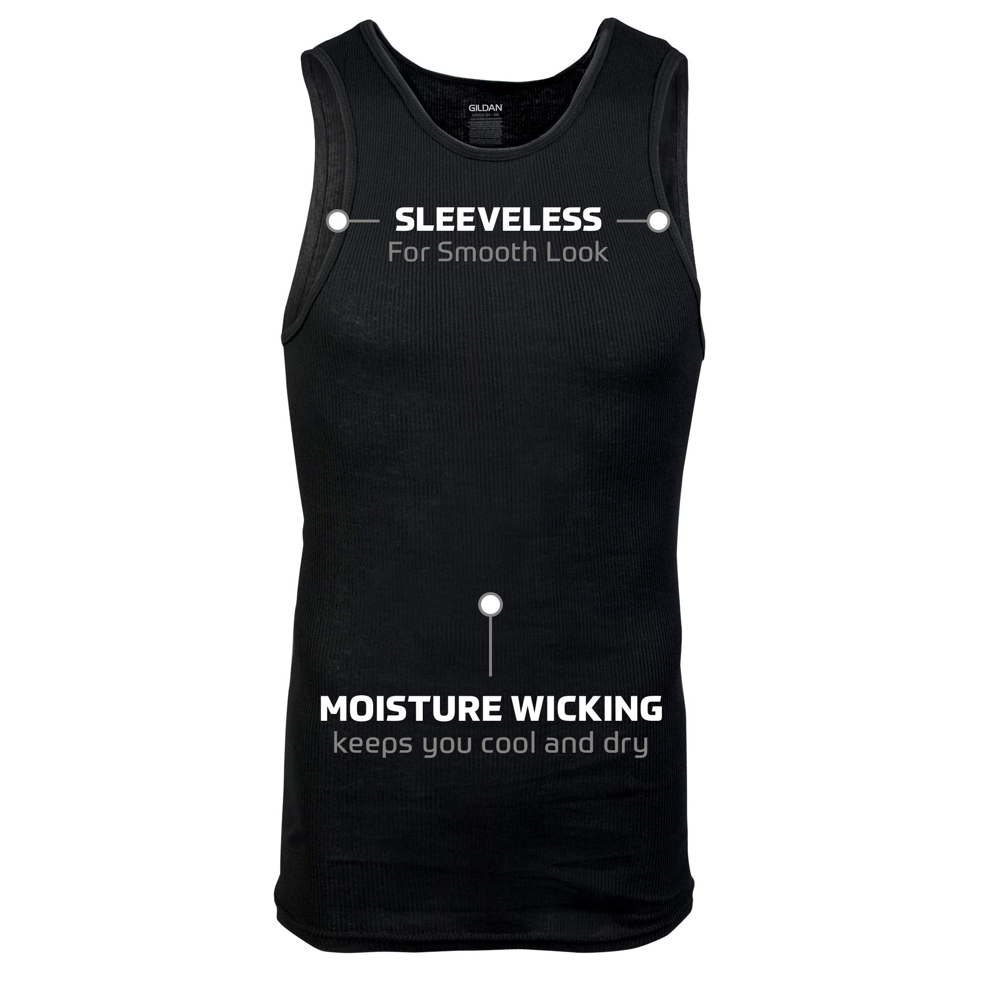 Gildan Men's A-Shirt Tanks, Multipack, Style G1104, Black (6 Pack), X-Large