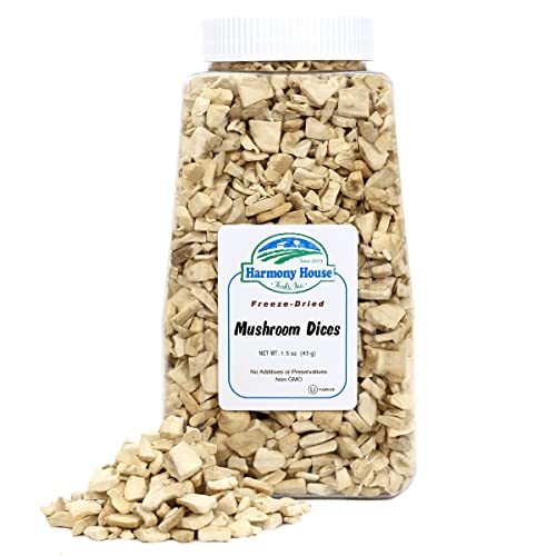Harmony House Foods Freeze-Dried Mushroom Dices (1.5 oz, Quart Size Jar)