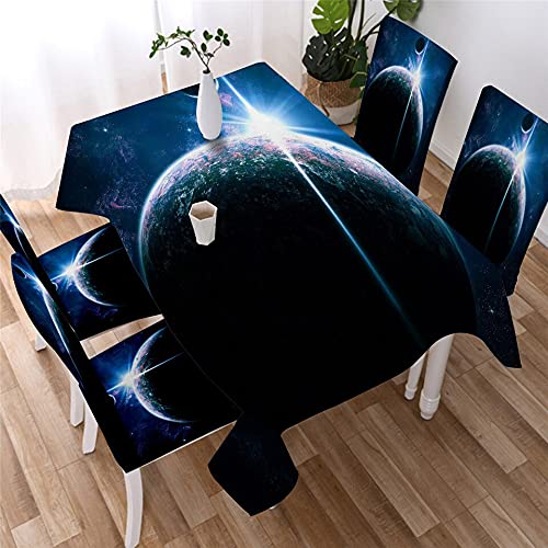 NUER Starry Sky Tableclothsun Moon Planet Table Cover Rectangular Coffee Decorate Table Waterproof Tablecloth Wedding A1 140x210cm